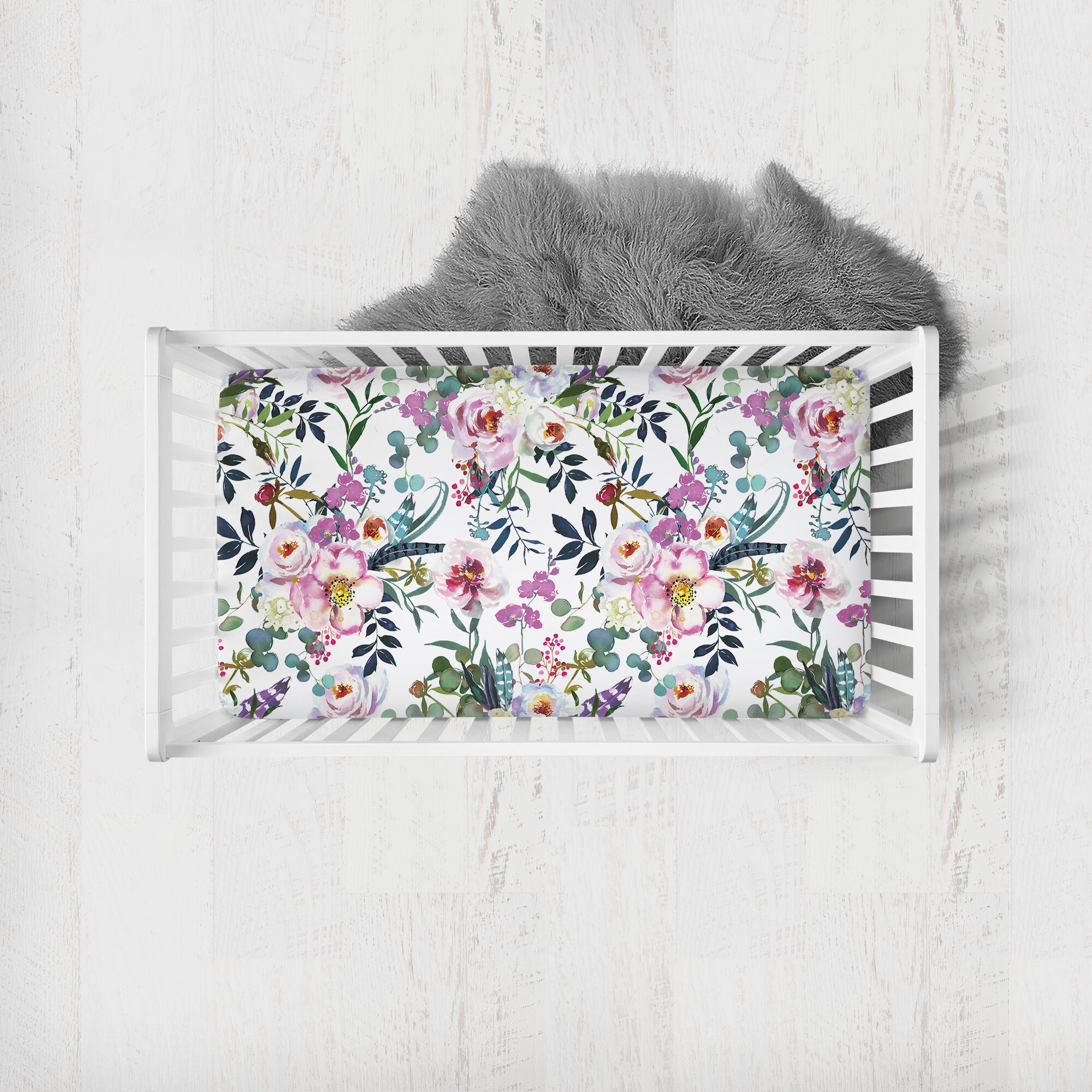 Floral Crib Sheets Boho Floral Crib Sheet Watercolor Floral - Etsy