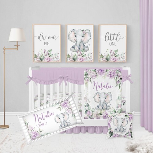Elephant Baby Bedding Set Baby Girl Crib Bedding Set Purple - Etsy