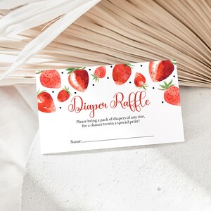 Strawberry Baby Shower Diaper Raffle Ticket, Strawberry Diaper Raffle ...