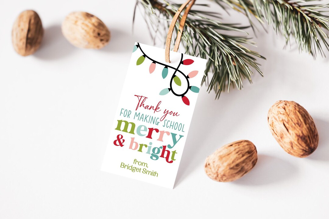 Thank You for Making School Merry and Bright Tag, Teacher Christmas ...