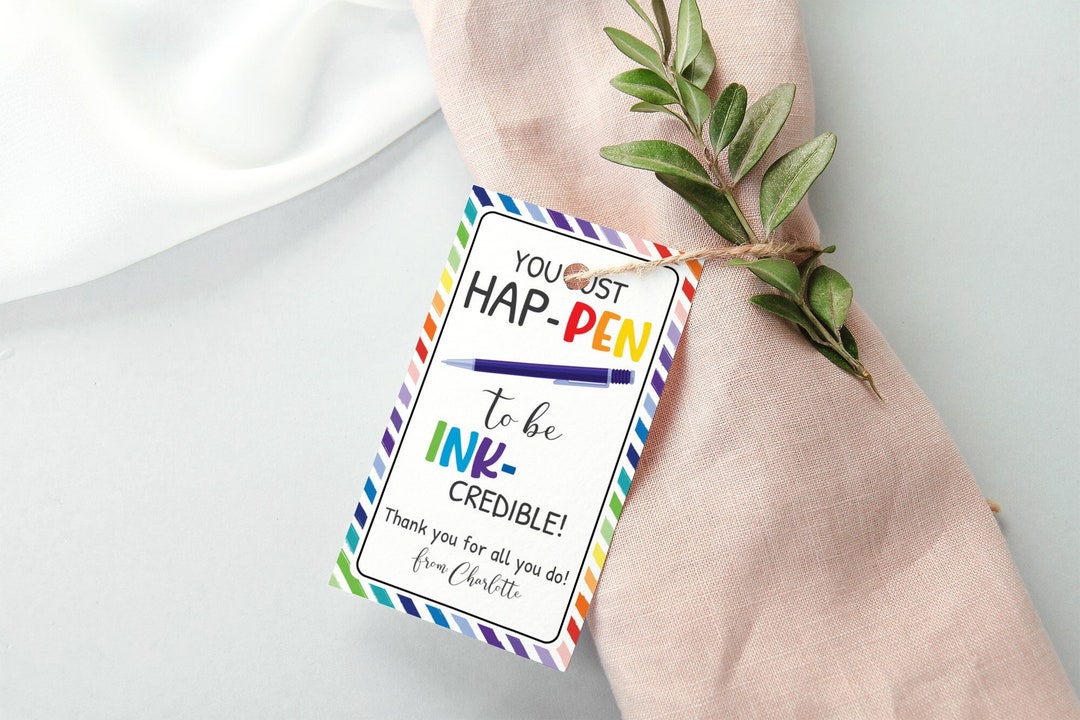 Editable Teacher Appreciation Pen Gift Tag, Teacher Thank You Gift Tags ...