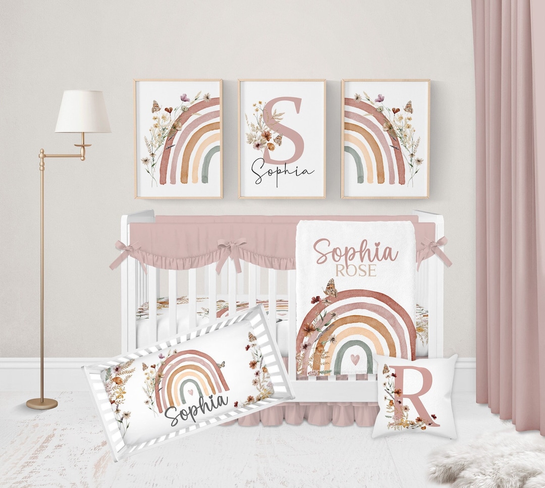 Boho Crib Bedding Set Girl, Baby Girl Bedding Set, Boho Baby Bedding ...