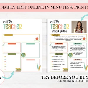 Meet the Teacher Template, Editable Teacher Printable, Boho Meet the ...