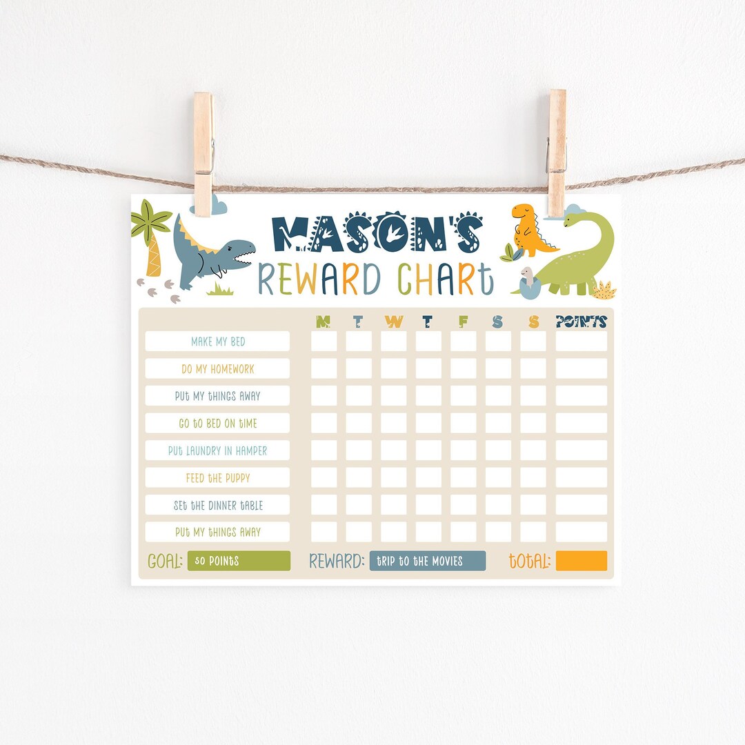 Editable Dinosaur Reward Chart, Printable Dinosaur Chore Chart for Kids ...