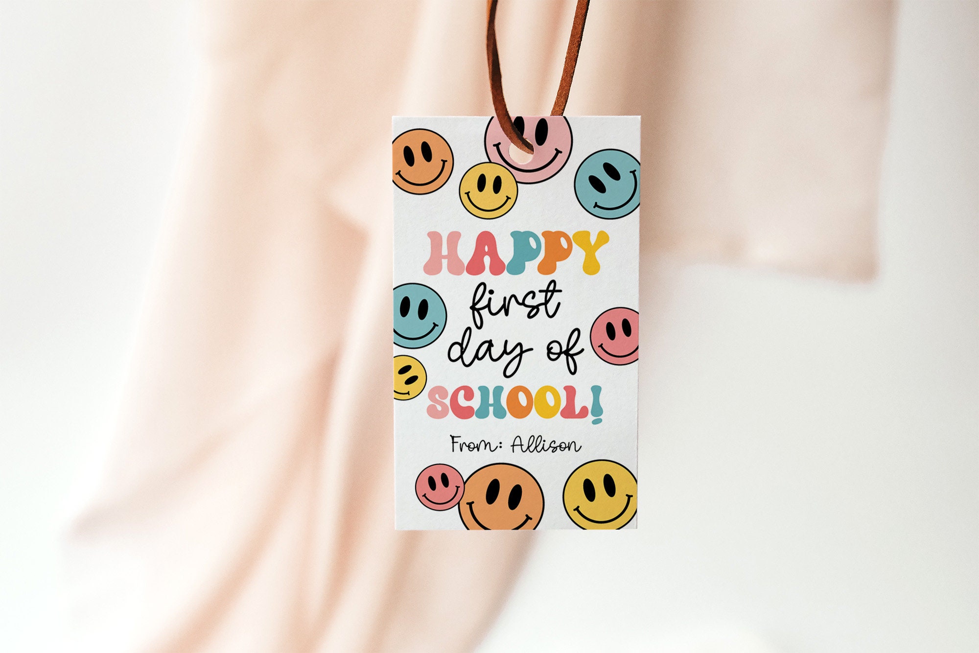 Retro Back to School Tag Template, Happy First Day of School Tag ...