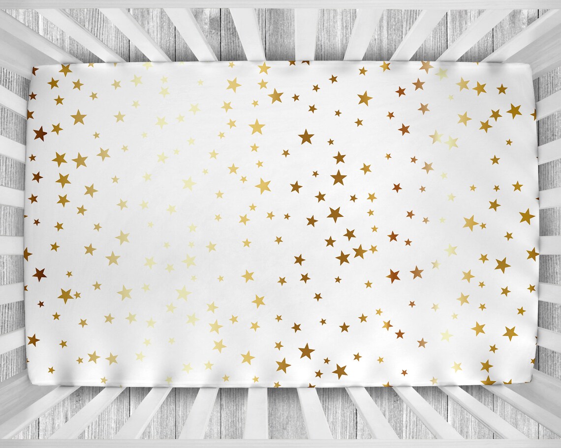 Gold Star Crib Sheet Stars Crib Sheet Crib Sheets Girl Crib - Etsy