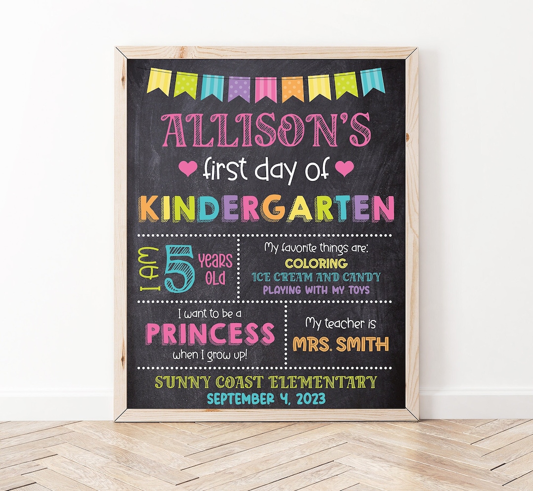 Editable First Day of School Chalkboard Sign, Back to School Sign, Girl ...