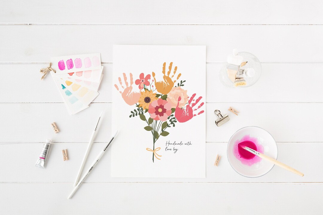 Flower Handprint Craft Art, Mothers Day Handprint Art Printable ...