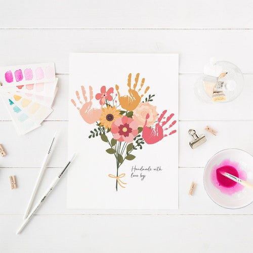 Flower Handprint Craft Art Mothers Day Craft Printable for - Etsy