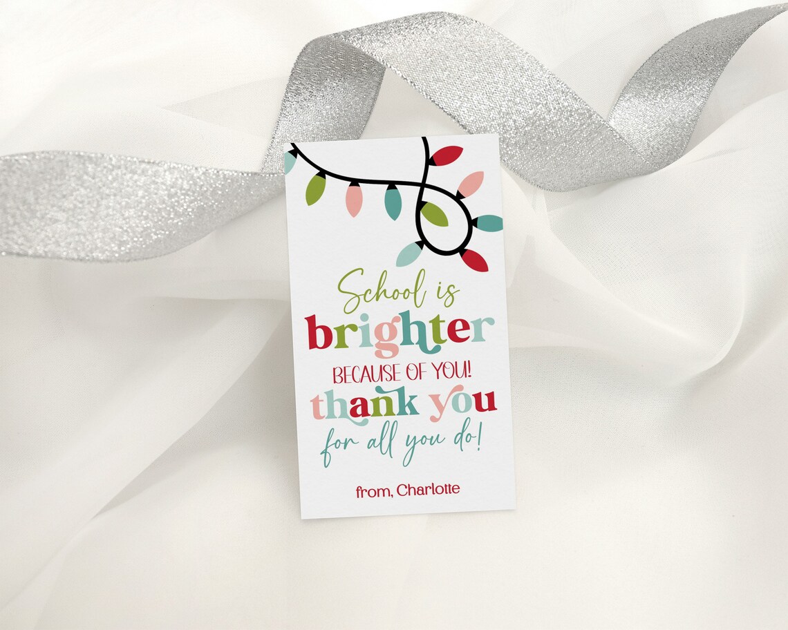 Candle Gift Tag Printable, School is Brighter Because of You, Editable ...