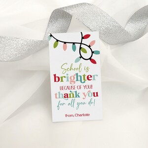Candle Gift Tag Printable, School is Brighter Because of You, Editable ...
