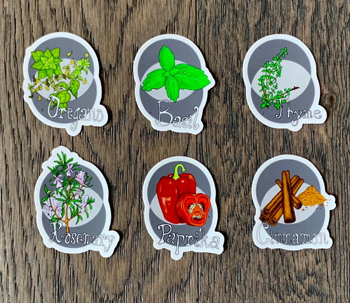 Gift for Cook, Custom Set of Illustrated Spice Jar Labels, Spice Tin ...