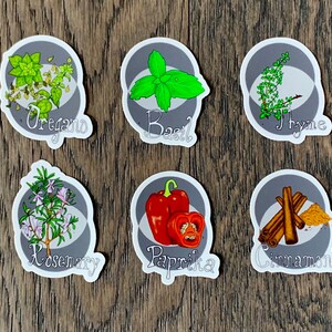 Gift for Cook, Custom Set of Illustrated Spice Jar Labels, Spice Tin ...