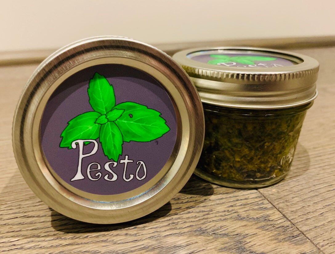 Canning Labels, Pesto Canning Label Recipe Hand Drawn Colorful - Etsy