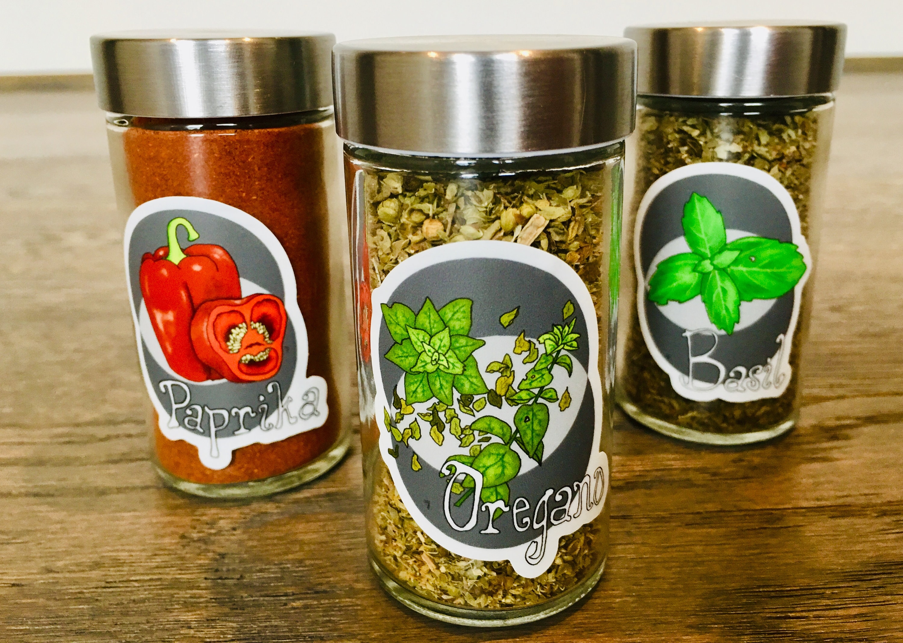 Colorful Spice Jars With Labels - Custom Set of Kitchen Organization ...