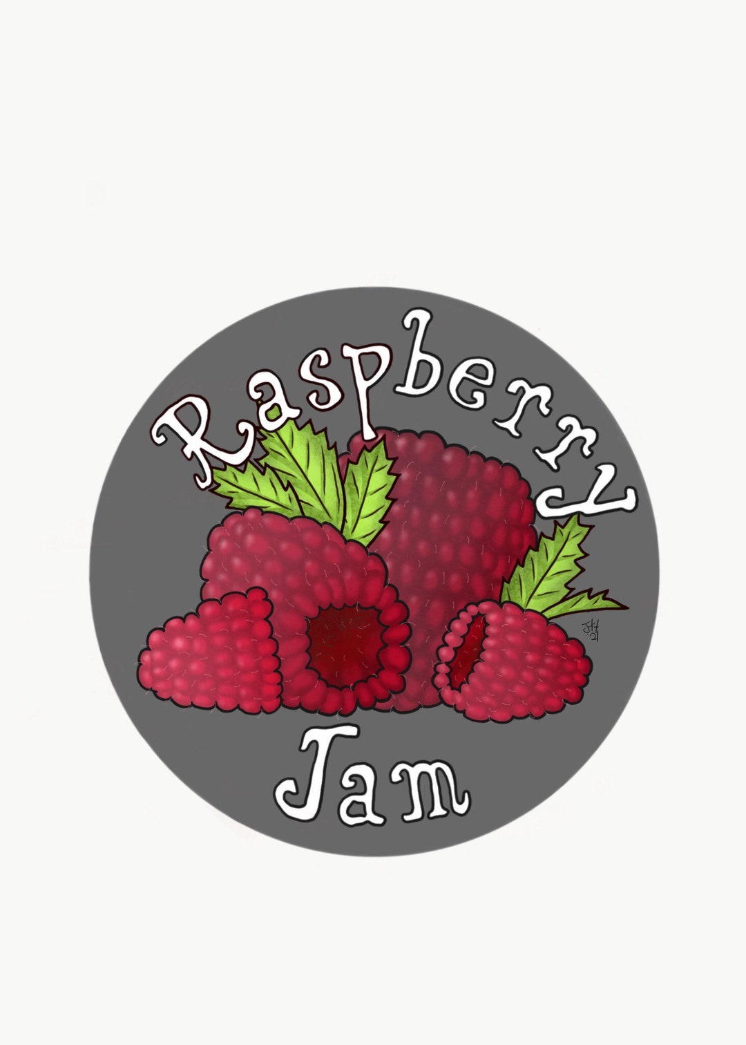 Canning Labels, Raspberry Jam Canning Label Recipe Hand Drawn Colorful ...