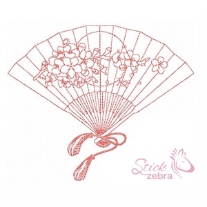 Hand Fan Embroidery Design, Fan in Doodle Style, Pattern for Machine ...