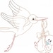 Stork Embroidery Design, Stork With Baby Motif, Pattern for Machine ...