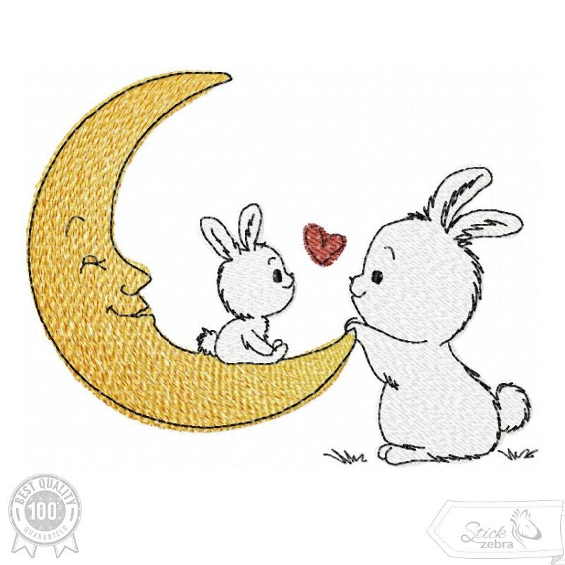 Bunny Embroidery Design Mother and Baby Rabbit Motif, Pattern for ...