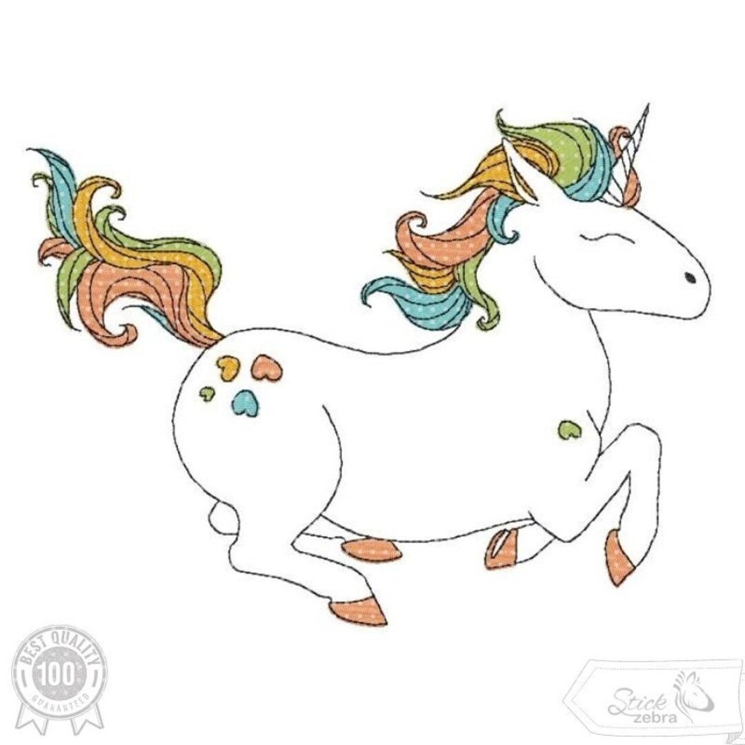 Unicorn Embroidery Design, Heart Princess Motif, Pattern for Machine ...