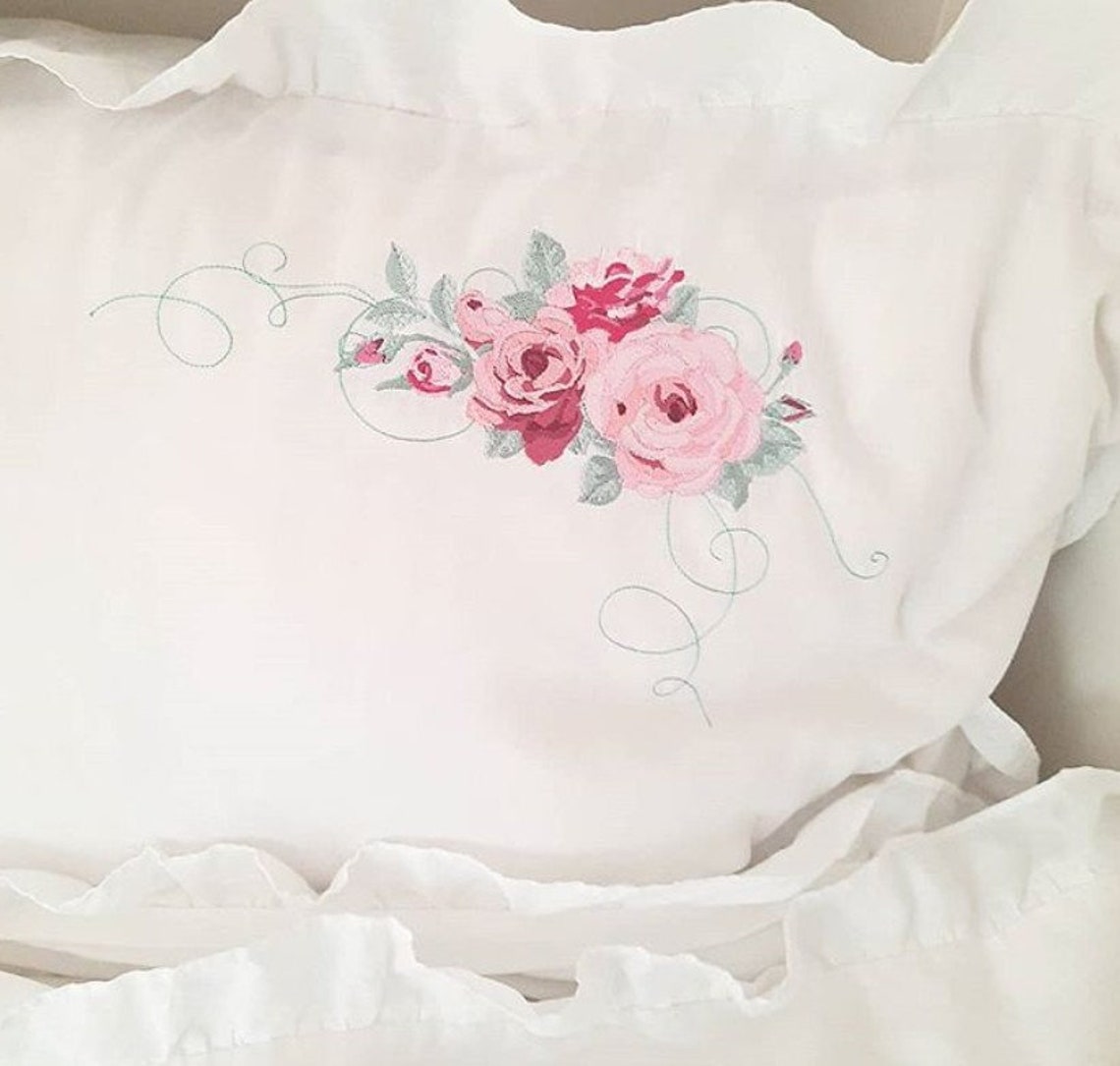 Rose Embroidery Design, Summer Flower Motif, Pattern for Machine ...