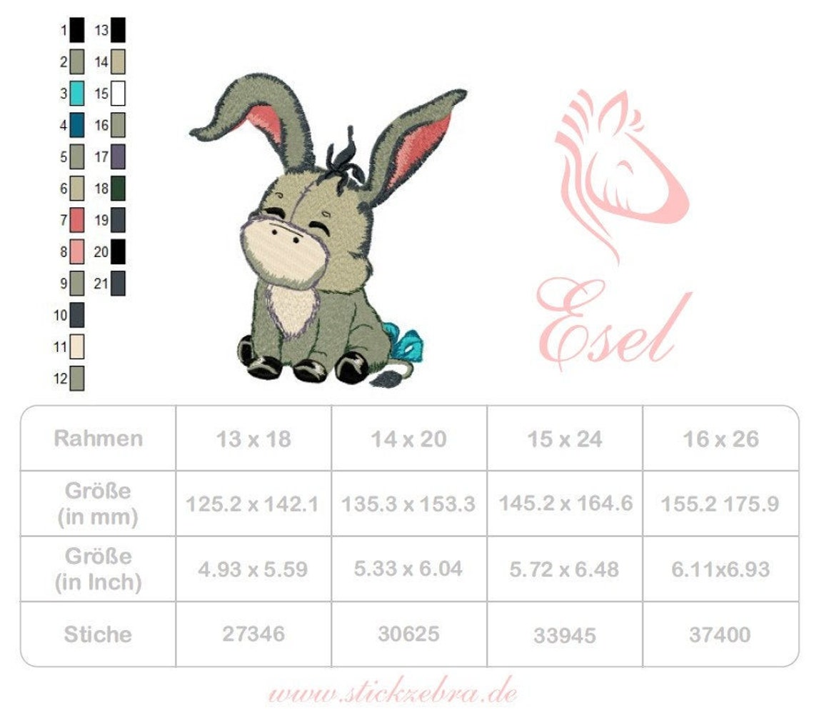 Donkey Embroidery Design Donkey With Bow Motif Pattern for - Etsy