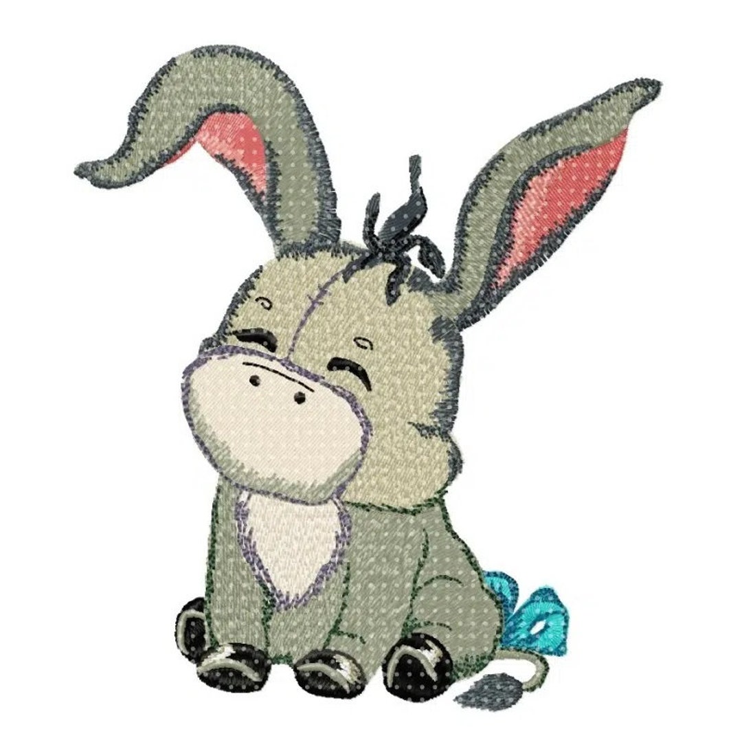 Donkey Embroidery Design, Donkey With Bow Motif, Pattern for Machine ...
