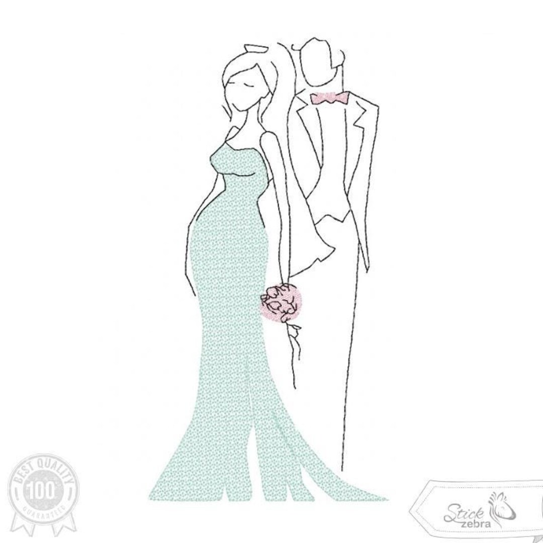 Bride and Groom Embroidery Design, Wedding Marriage Couple Motif ...