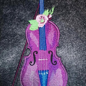 Violin Embroidery Design, Violin and Flowers Violin Music Motif ...