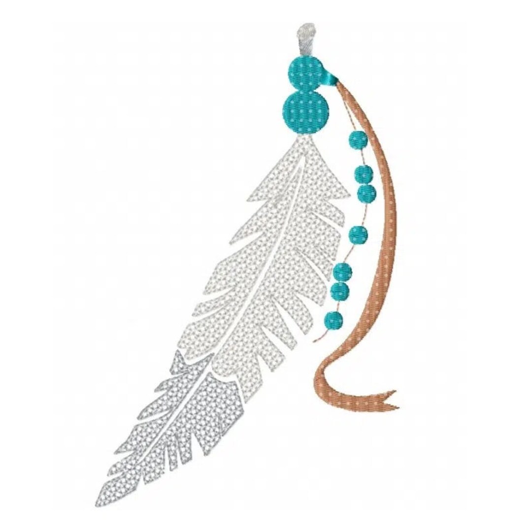Feather Embroidery Design, Feather and Beads Motif, Pattern for Machine ...