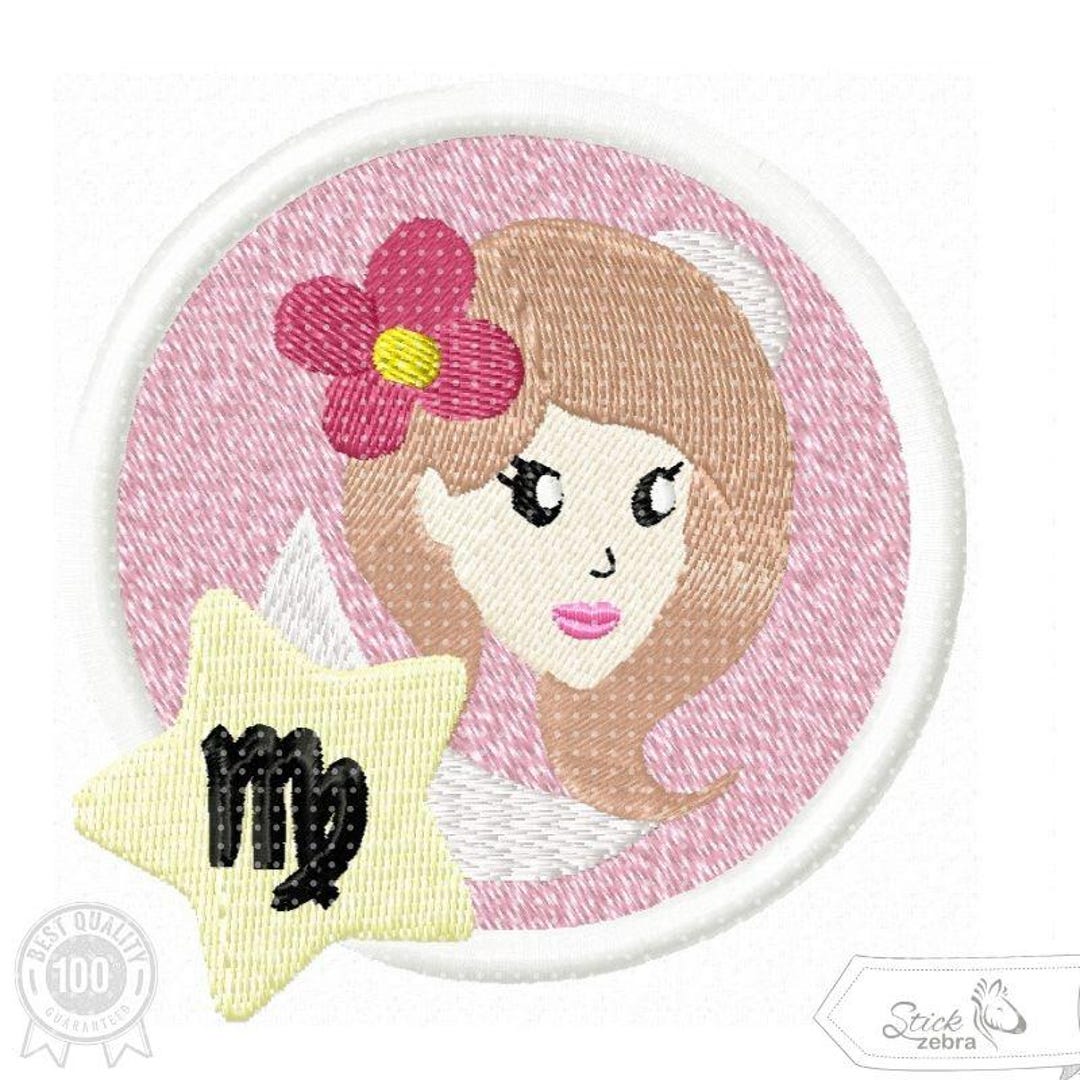 Zodiac Sign Embroidery Design, Virgo Motive Comic Stil, Patterns for ...