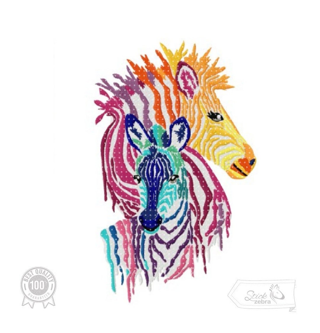 Zebra Embroidery Design, Zebra and Baby With Flowers Motif, Pattern for ...