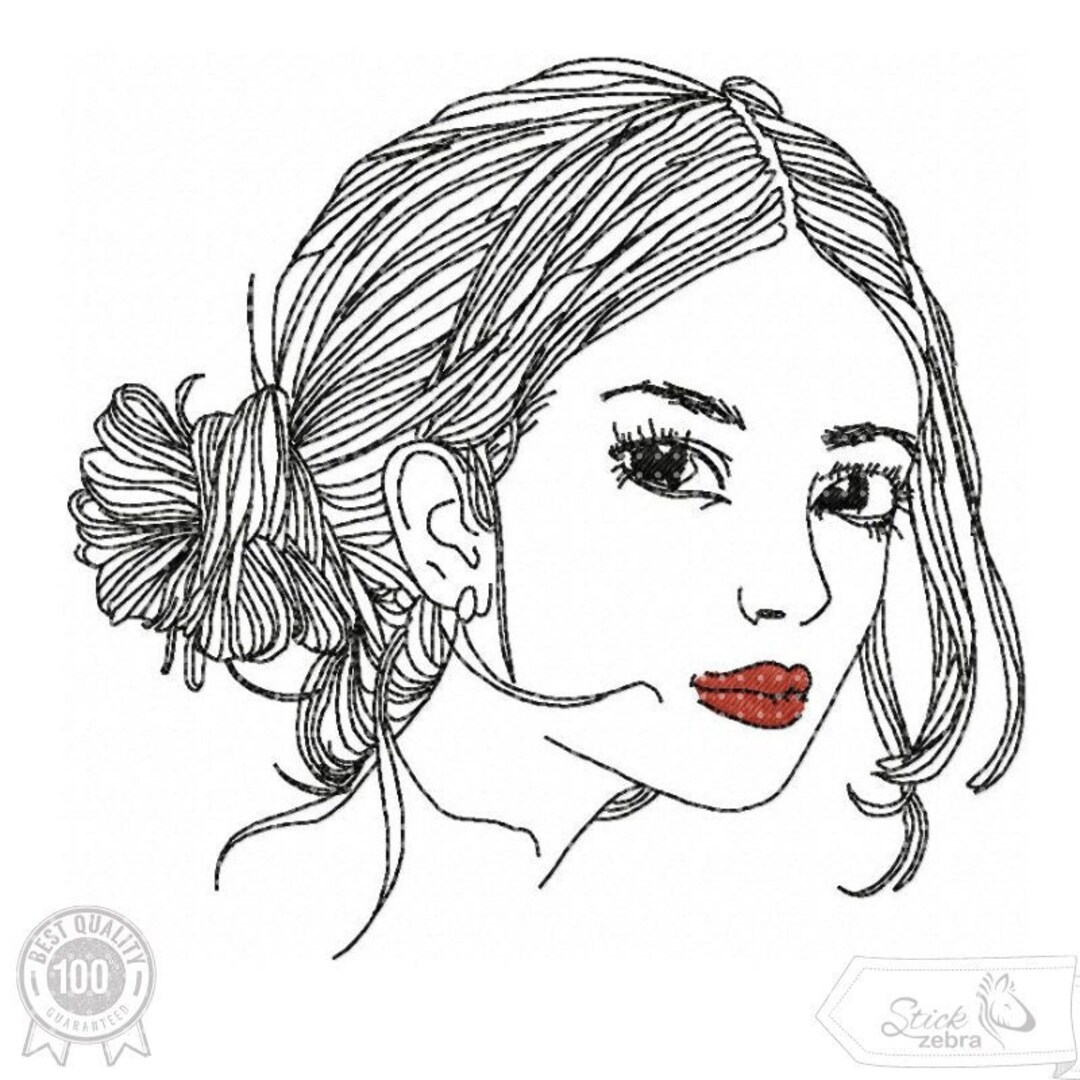 Beauty Women Embroidery Design, Girl Doodle Style Motifs, Patterns for ...