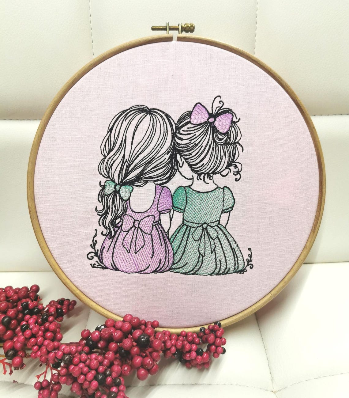 Girls Embroidery Design, Best Friends Girlfriends and Kids Motif ...