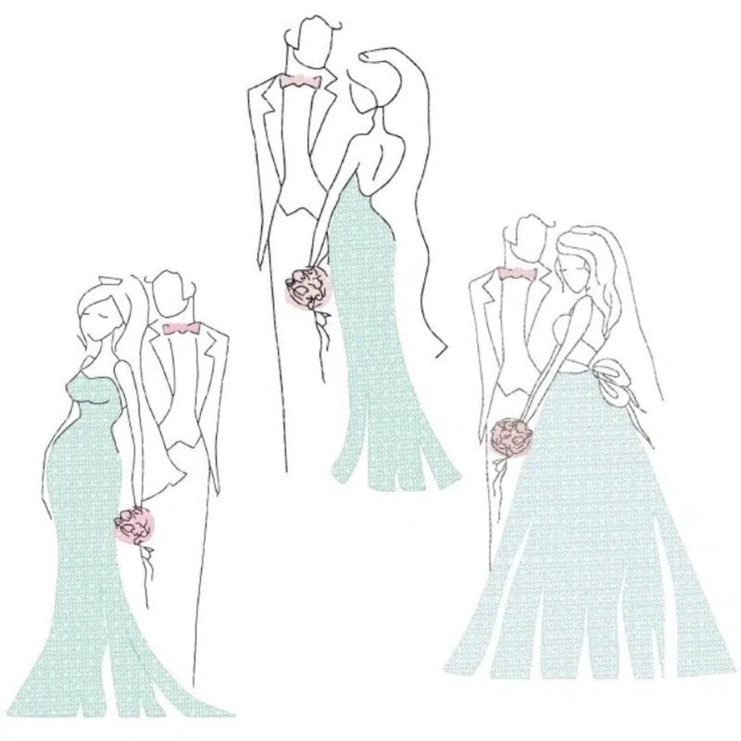 Newlyweds Embroidery Design, Couple and Marriage Motif, Pattern for ...