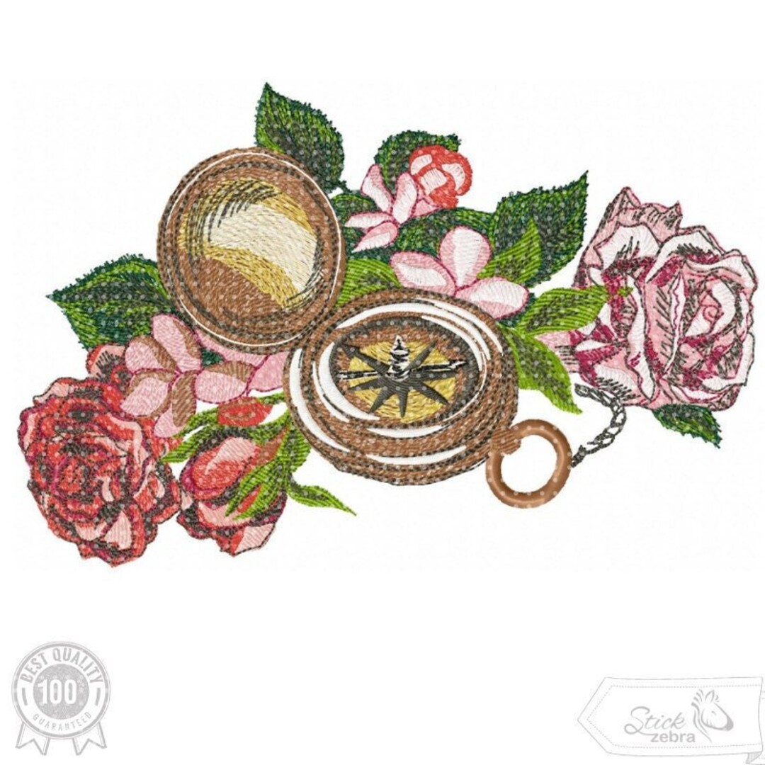 Compass Embroidery Design, Compass and Maritime Motif, Pattern for ...