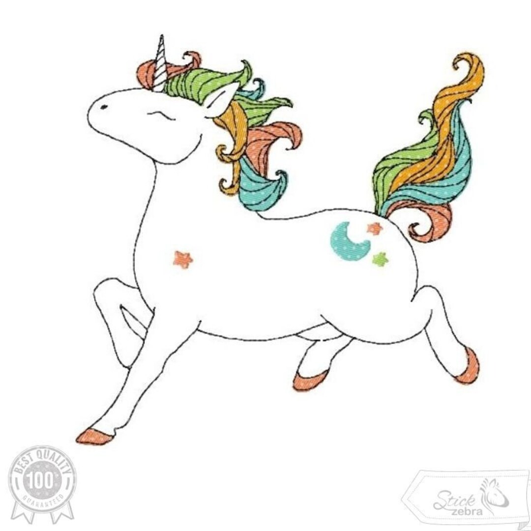 Unicorn Embroidery Design, Unicorn and Stars Motif, Pattern for Machine ...