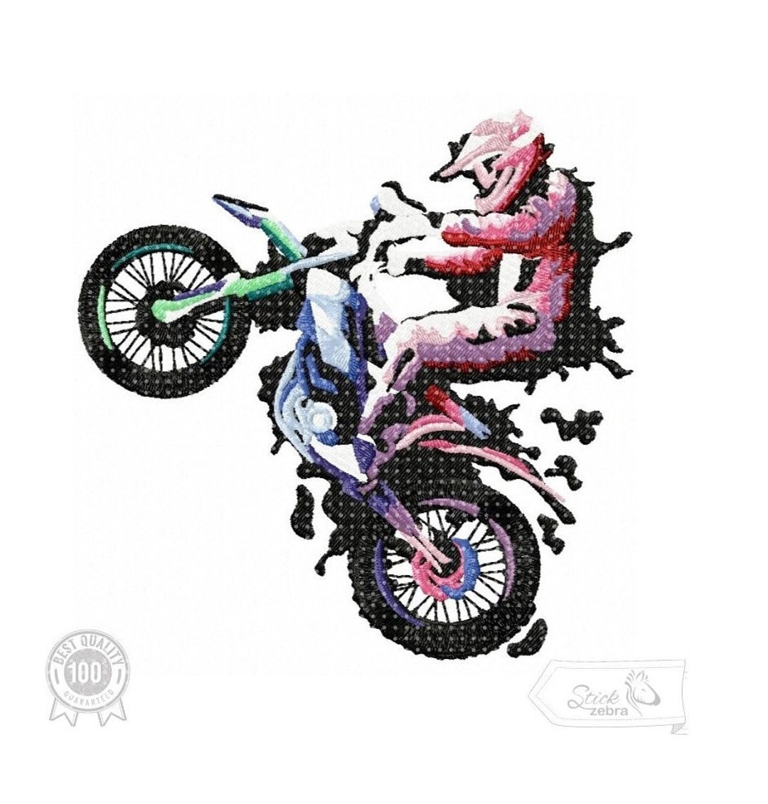 Biker Motocross Embroidery Design, Motocross Motif, Pattern for Machine ...