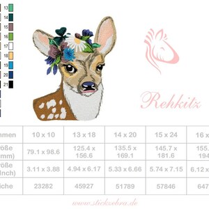 Fawn Embroidery Design, Fawn and Flowers Motif, Pattern for Machine ...