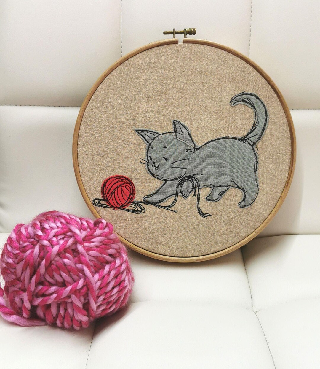 Cat Embroidery Design, Playing Cat Kids Motive Application, Pattern for ...