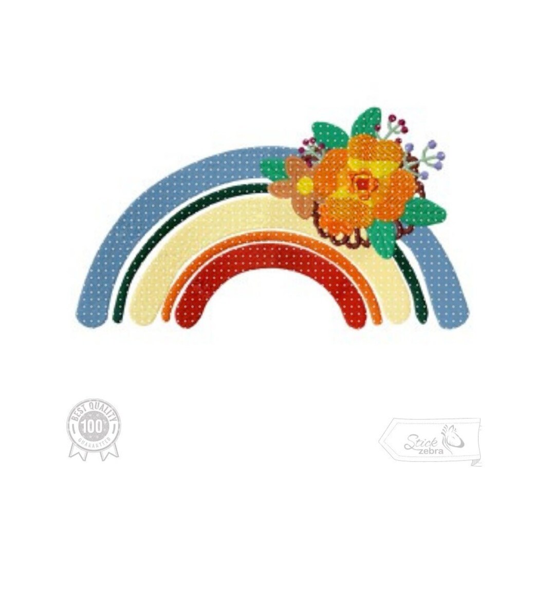 Rainbow Embroidery Design, Rainbow and Flowers Motif,pattern for ...