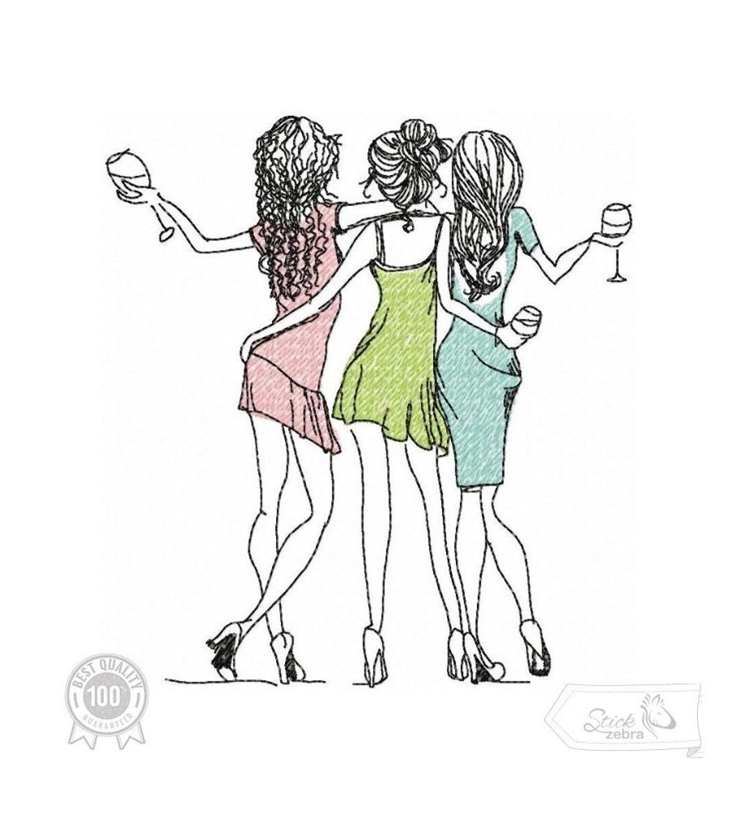 Girls Embroidery Design, Best Friends Girlfriends and Party Motif ...
