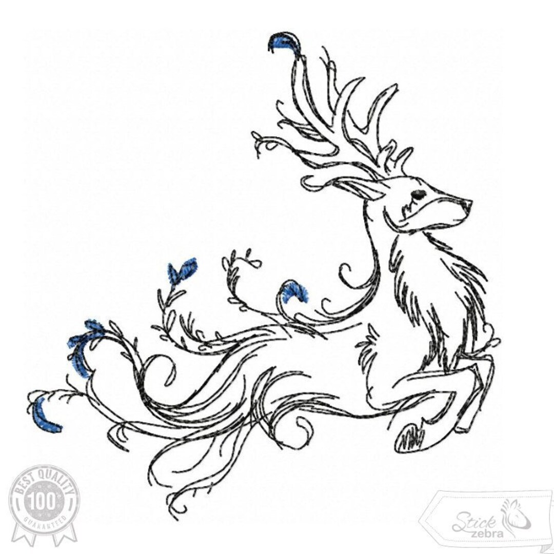 Deer Embroidery Design, Deer Doodle Motif, Pattern for Machine ...
