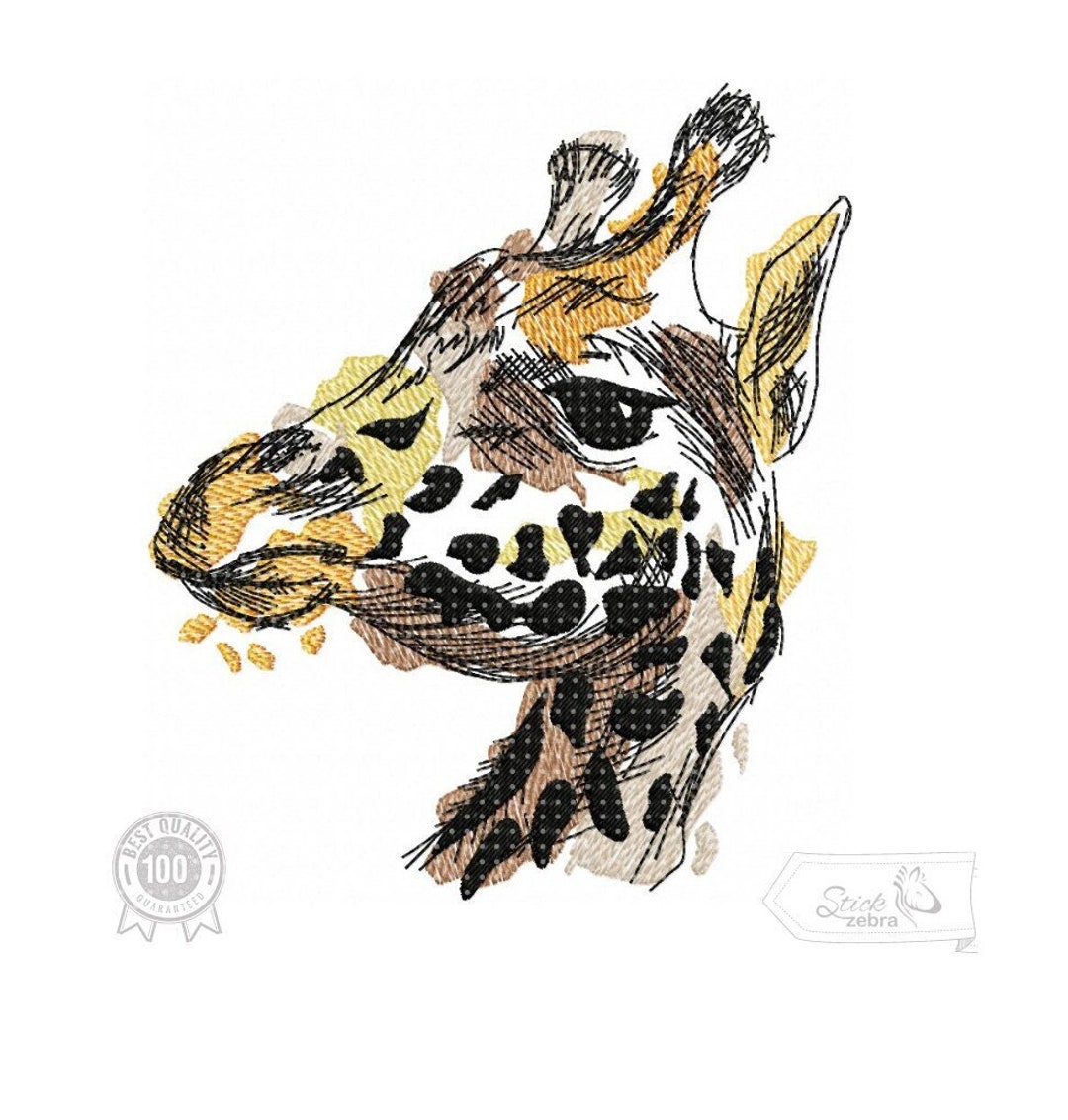 Giraffe Embroidery Design, Giraffe and Wildlife Motif, Pattern for ...