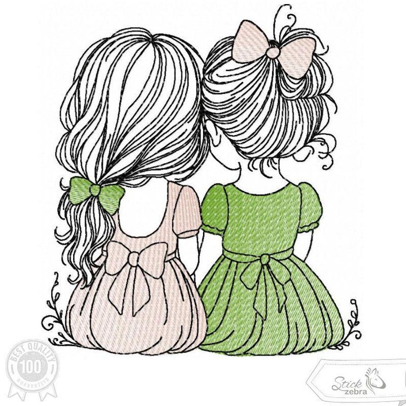 Girls Embroidery Design, Best Friends Girlfriends and Kids Motif ...