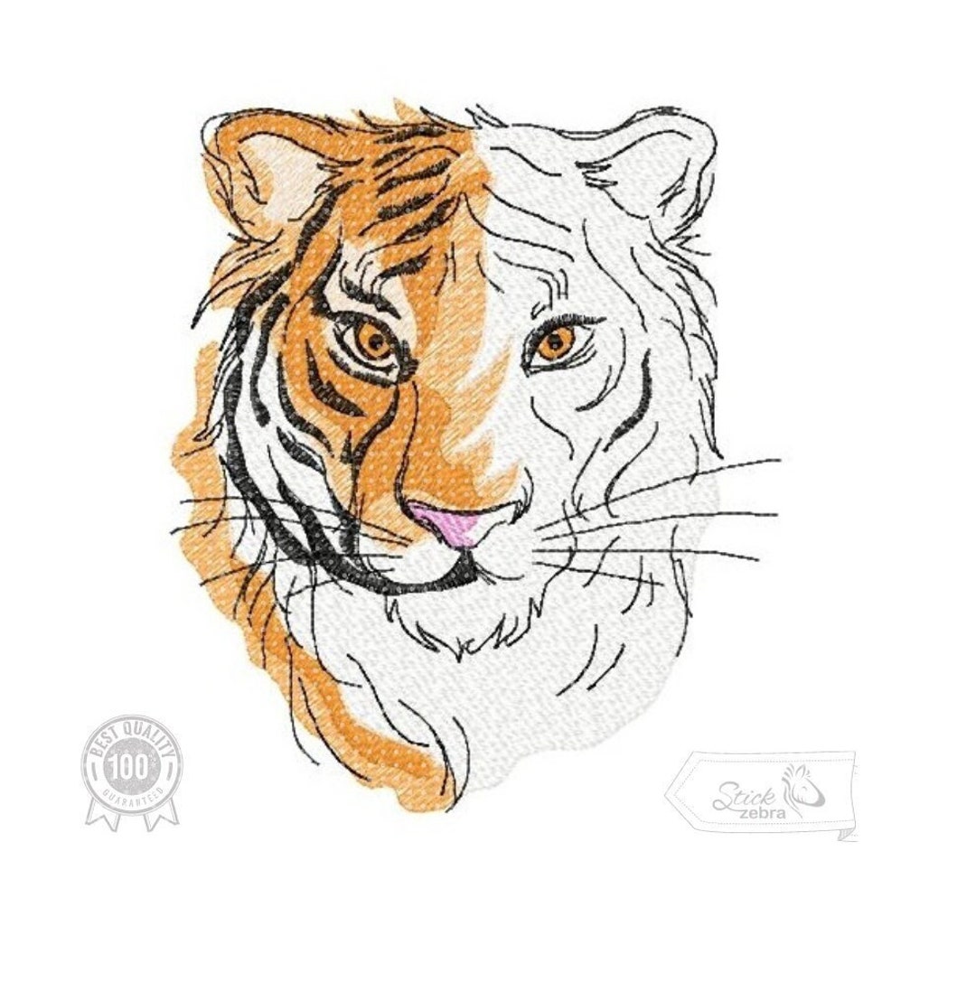 Tiger Embroidery Design, Tiger Head Motif, Pattern for Machine ...