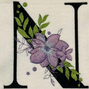 Letter N Embroidery Design, Flowers and Alphabet Motive, Patterns for ...