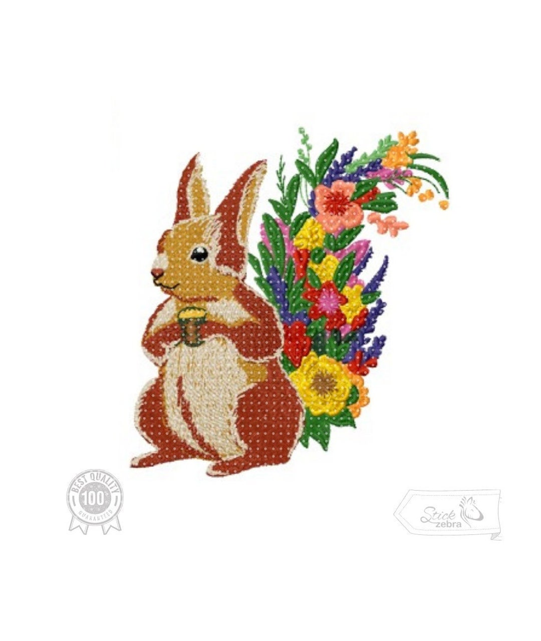 Squirrel Embroidery Design, Squirrel and Flowers Motif, Pattern for ...