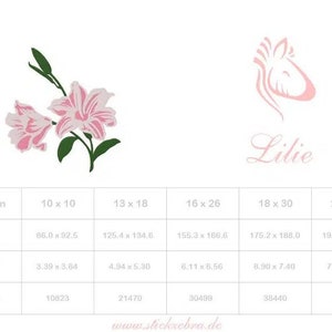 Lilies Embroidery Design, Lilies and Flowers Motif, Pattern for Machine ...