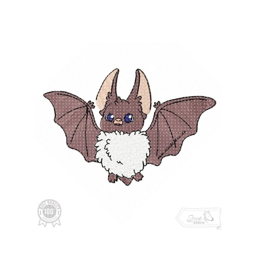 Bat Embroidery Design, Cute Bat Motif, Pattern for Machine Embroidery ...
